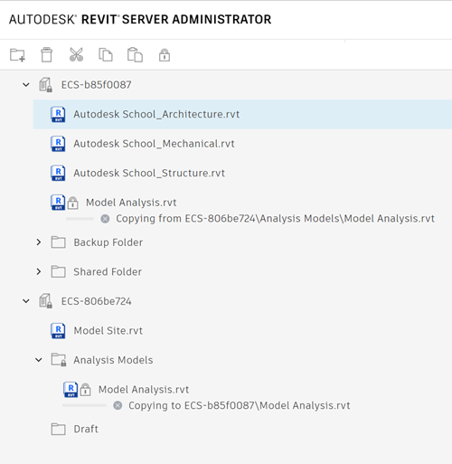 使用 Revit Server Administrator 管理模型
