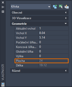 Výpočet plochy a měření vzdálenosti