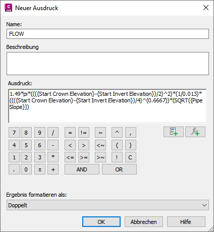Erstellen des Ausdrucks für die Flusskapazität