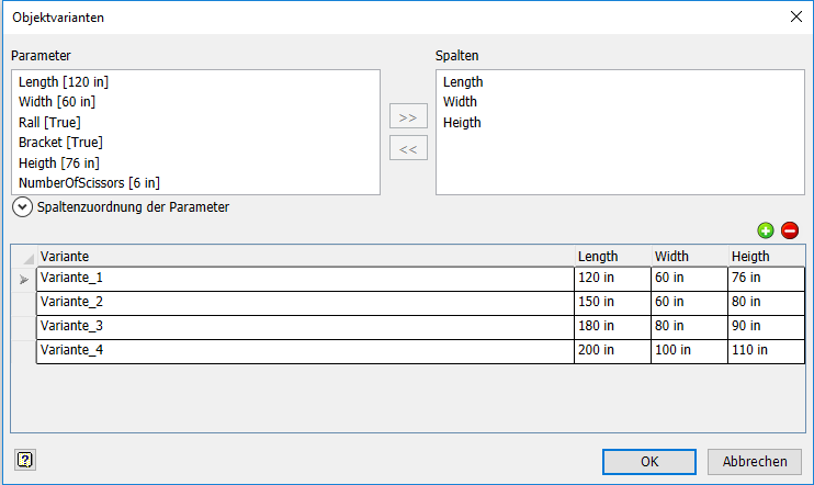 Erstellen von Objektvarianten