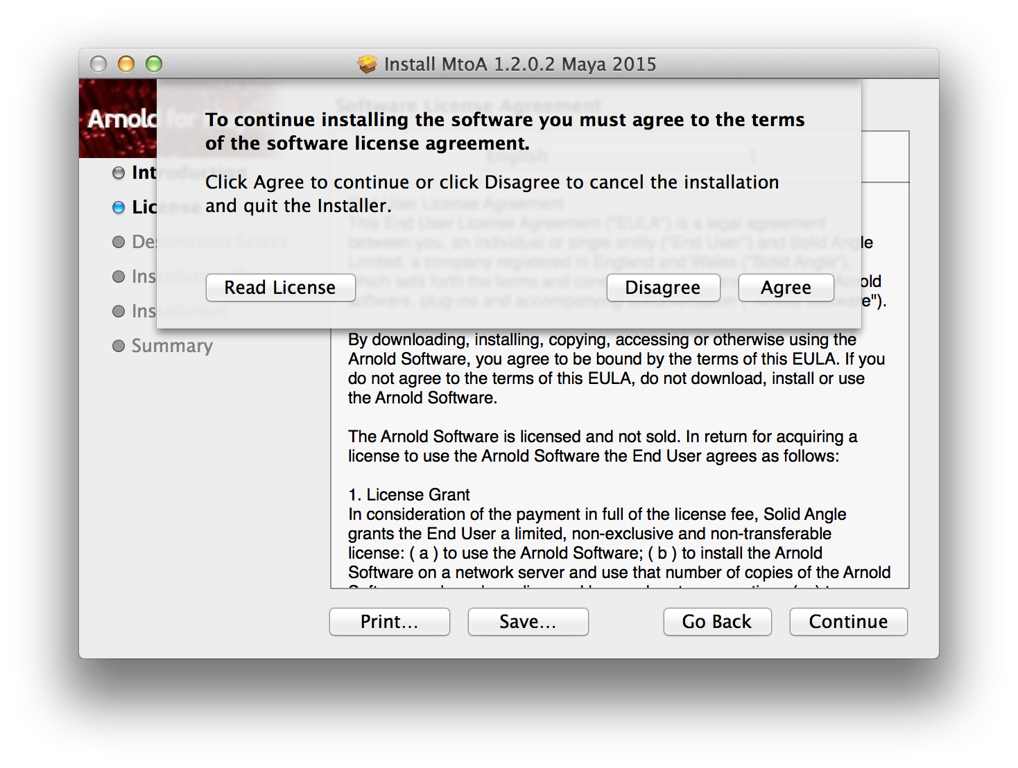 Installing Arnold for Maya on Mac OS X