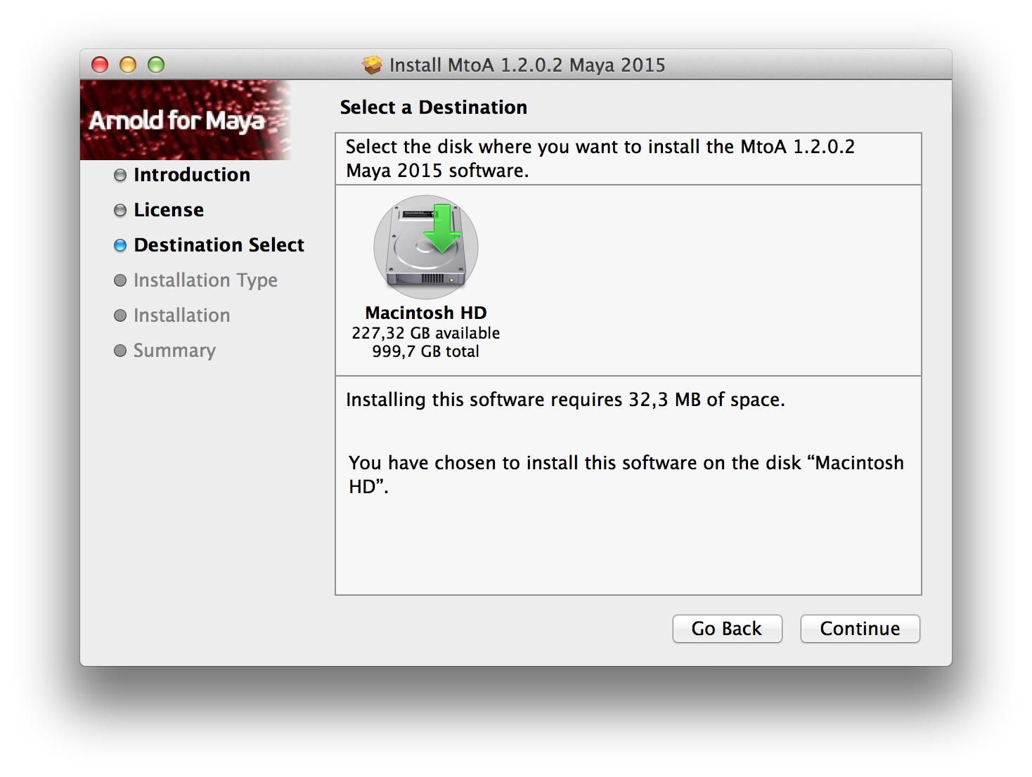 Installing Arnold for Maya on Mac OS X