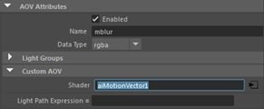 Custom Motion Vector AOV with Motion Vector shader
