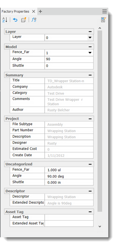Factory Properties Browser Reference