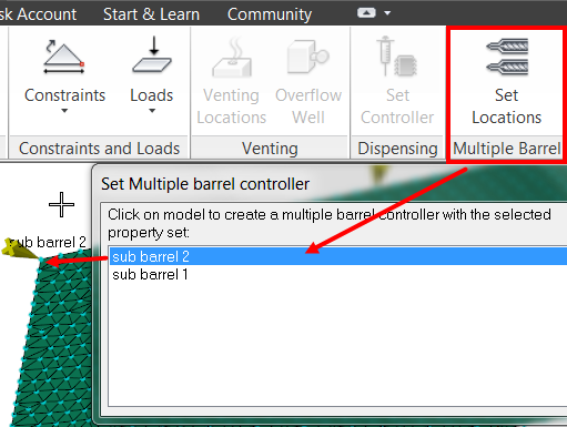 Injection locations for multi-barrel injection molding