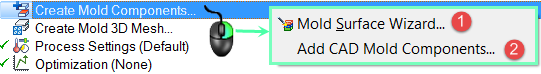 Creating Mold meshes using the Mold Surface Wizard