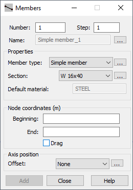 Define Member for a 2D Frame