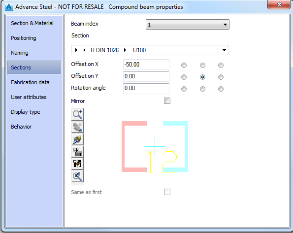 Compound Beam: Sections Tab