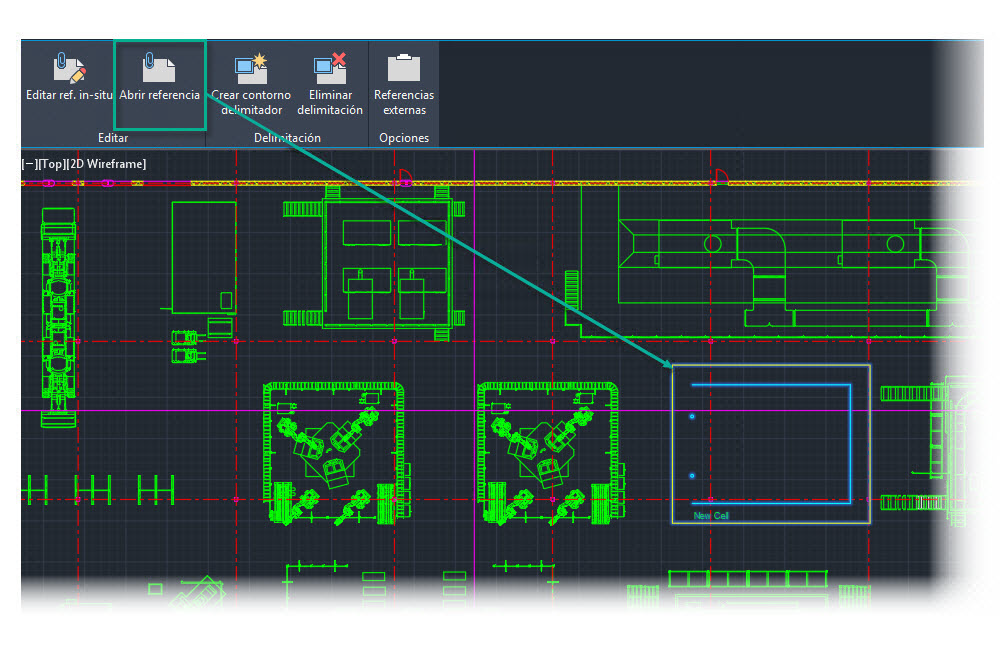 Apertura del layout en 2D y descarga de componentes