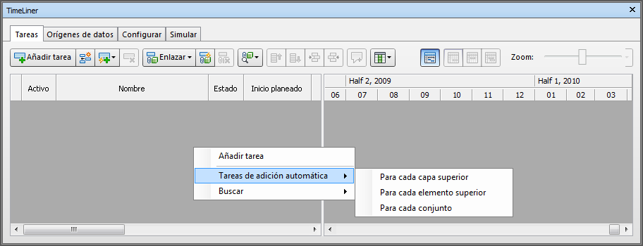 Flujo de trabajo de TimeLiner
