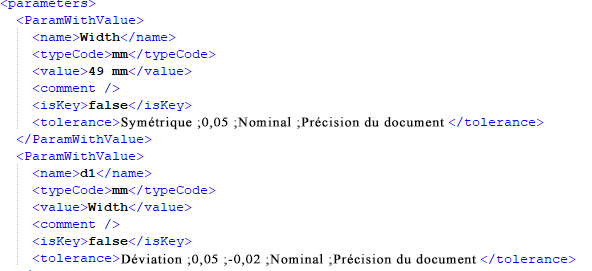 Améliorations concernant les paramètres et les tolérances