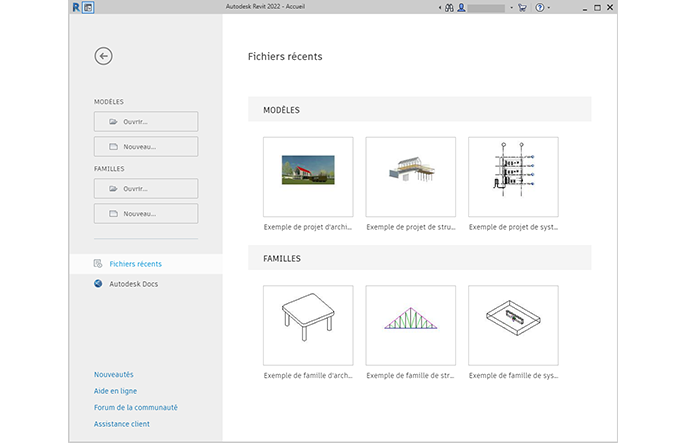 Amélioration de la page d'accueil de Revit