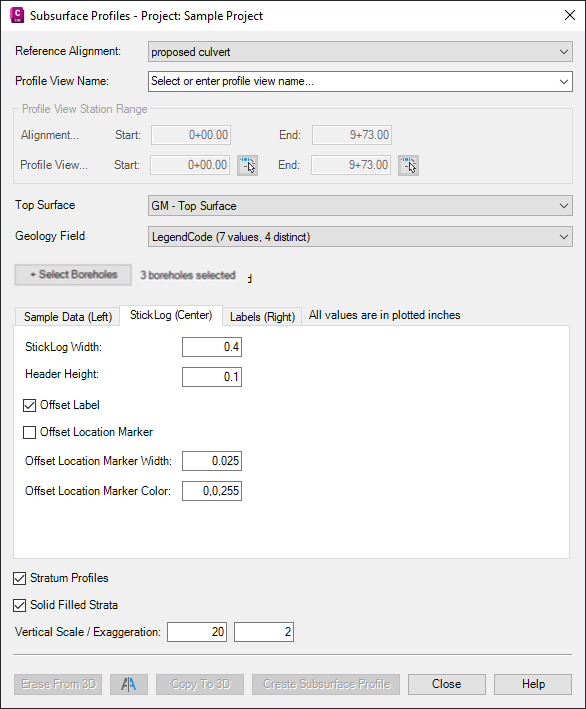 Geotechnical Modeler Data Display Settings