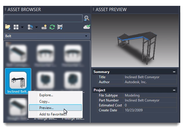 AutoCAD Asset Browser Reference