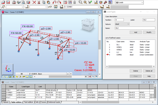 Create and Apply Load Cases to a 3D Frame Structure