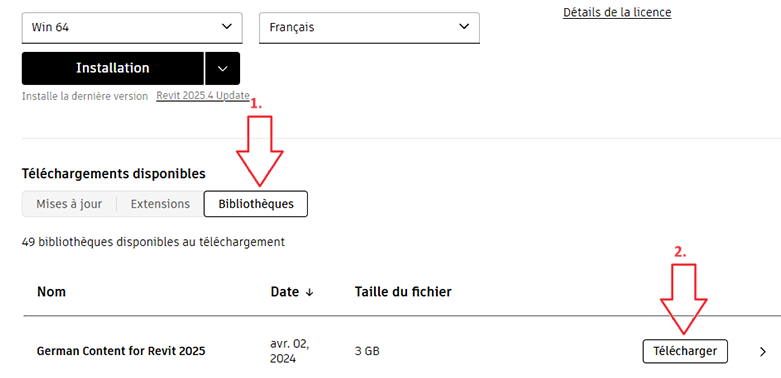 Télécharger et installer le contenu Revit