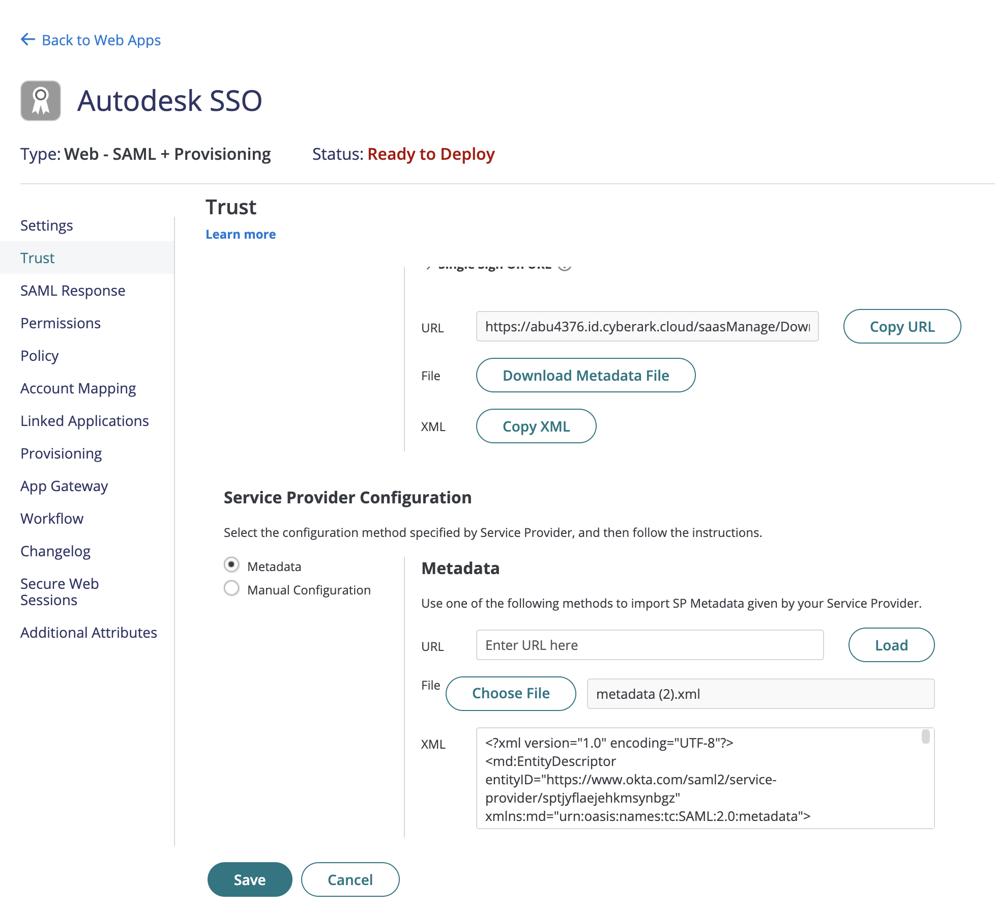 使用 CyberArk 设置 SSO