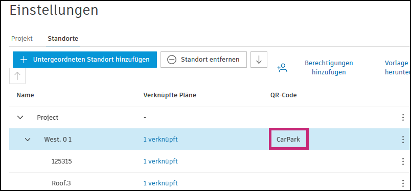 Verknüpfen von QR-Codes mit einem Standort