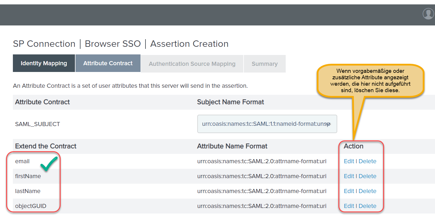 SSO-Einrichtung mit PingFederate