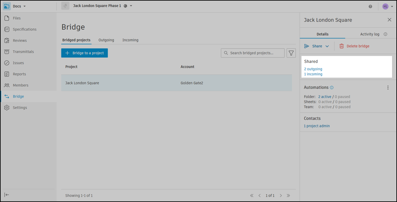 Manage bridged projects