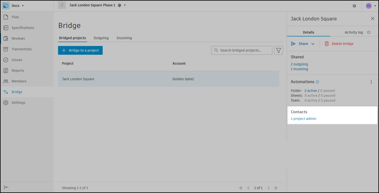 Manage bridged projects