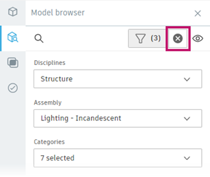 Object filters and model tree