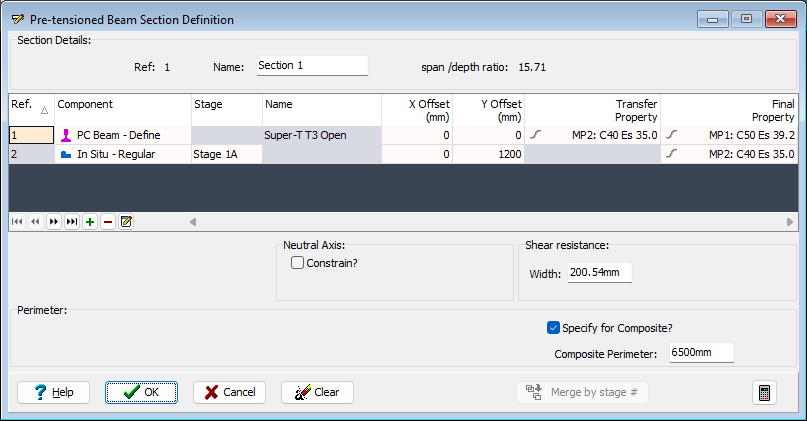Pre-tensioned Beam Section Definition