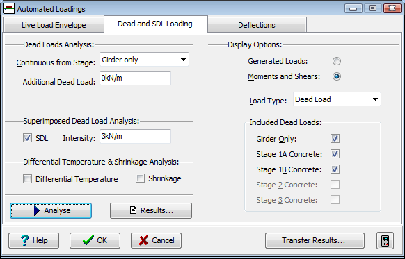 Automated Loadings - Dead and SDL Loading