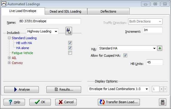 Automated Loadings - Live Load Envelope for BD 37/01