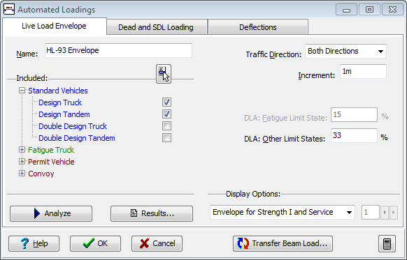 Automated Loadings - Live Load Envelope for LRFD
