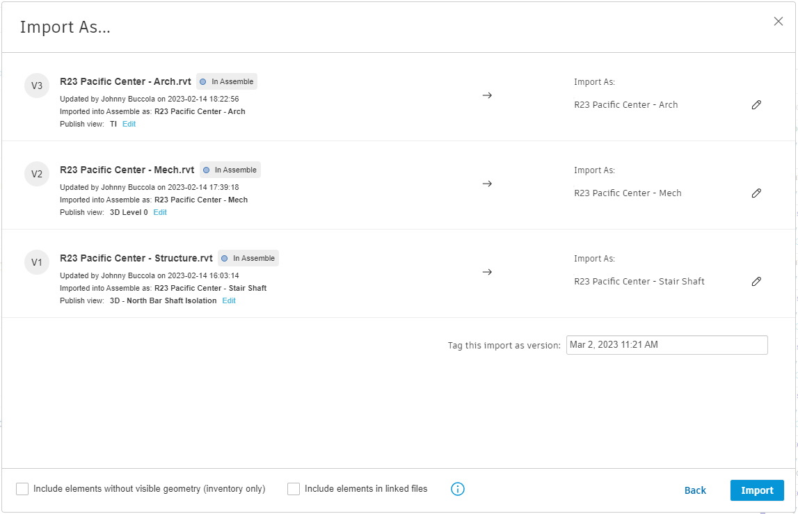 Auto-update of linked ACC/BIM 360 model in Assemble