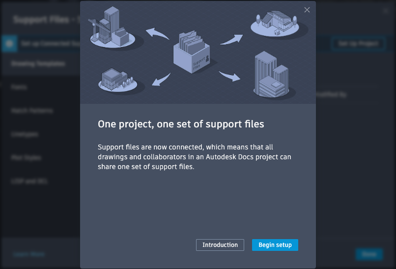 To Set Up an Autodesk Docs Project to Use Connected Support Files