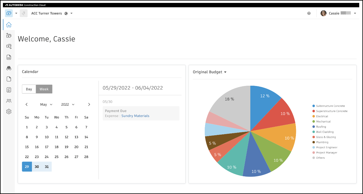 BUILD Help | Personalize Cost Management Home | Autodesk