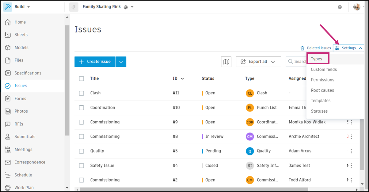 Issue Categories and Types