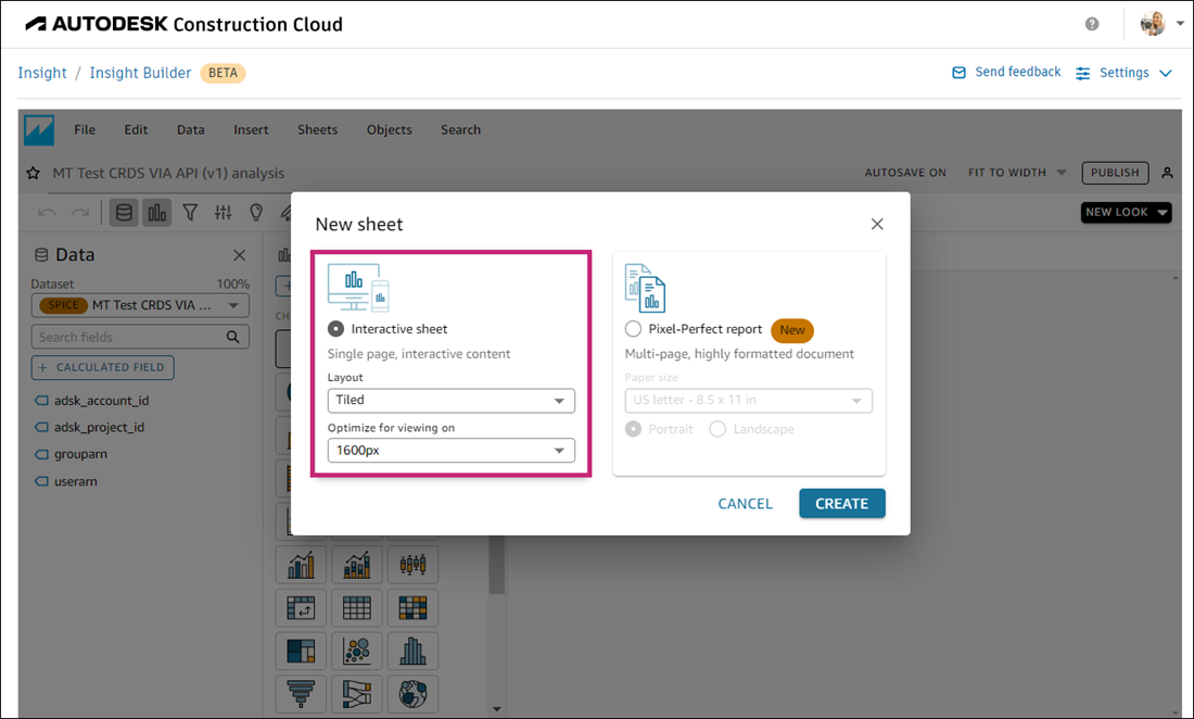 Configure Interactive Sheets in Insight Builder