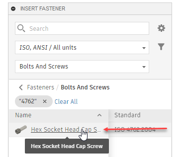 Fusion Help | Insert a fastener | Autodesk