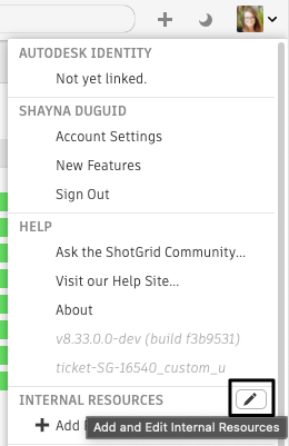 Help | Customizing the User Menu with Internal Resources | Autodesk