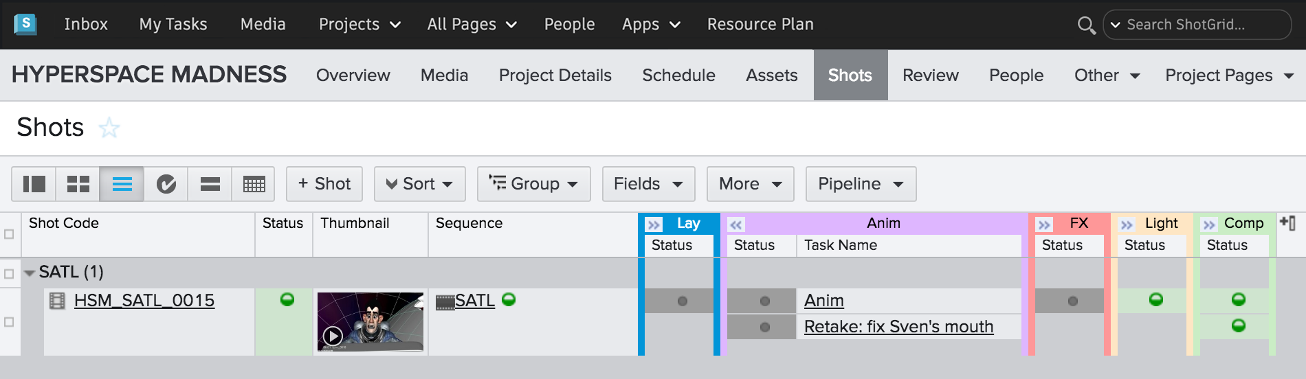 Tracking retakes in ShotGrid