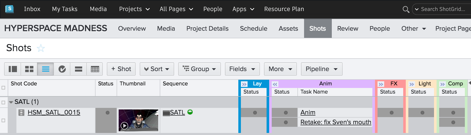 Tracking retakes in ShotGrid