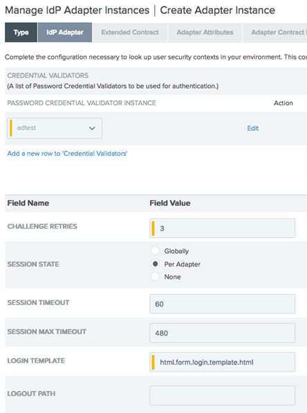 Section C - Create IdP Adapter Instance in PF
