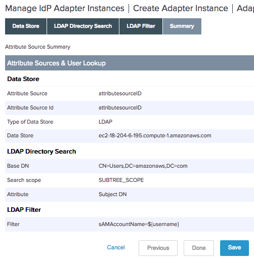 Section C - Create IdP Adapter Instance in PF