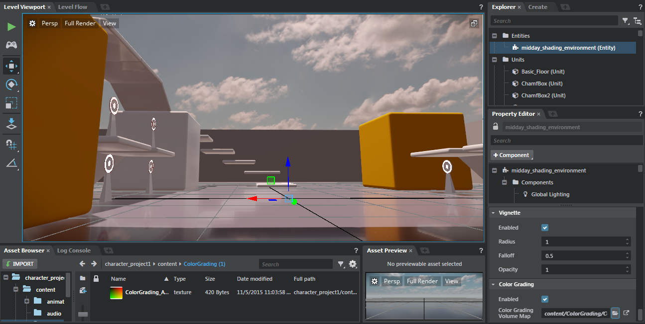 Stingray Help | How to apply color grading to a level | Autodesk