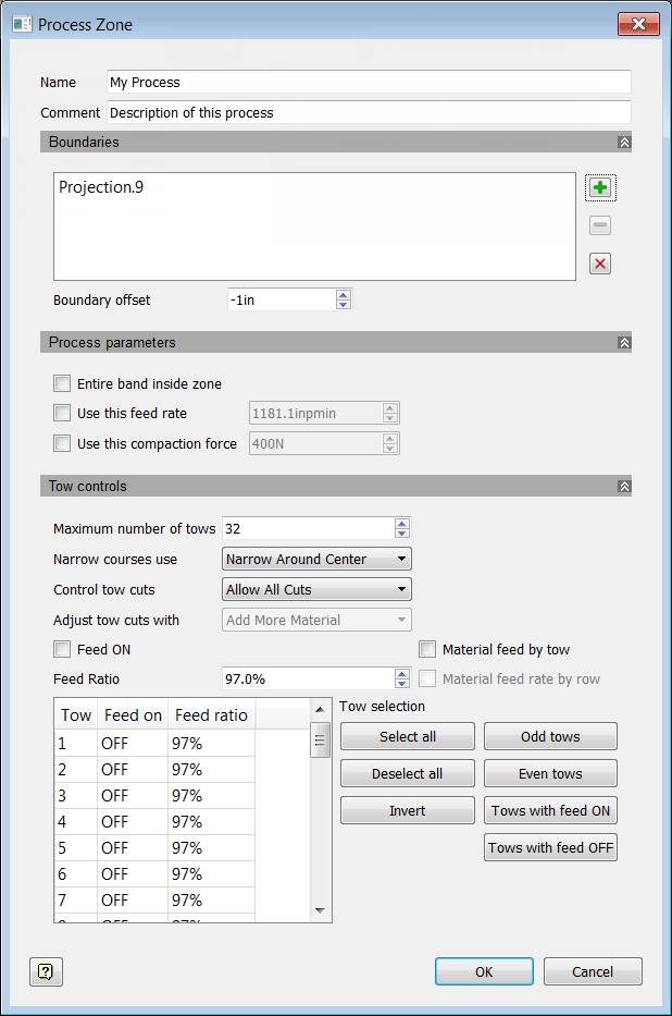 Process Zone Dialog Box