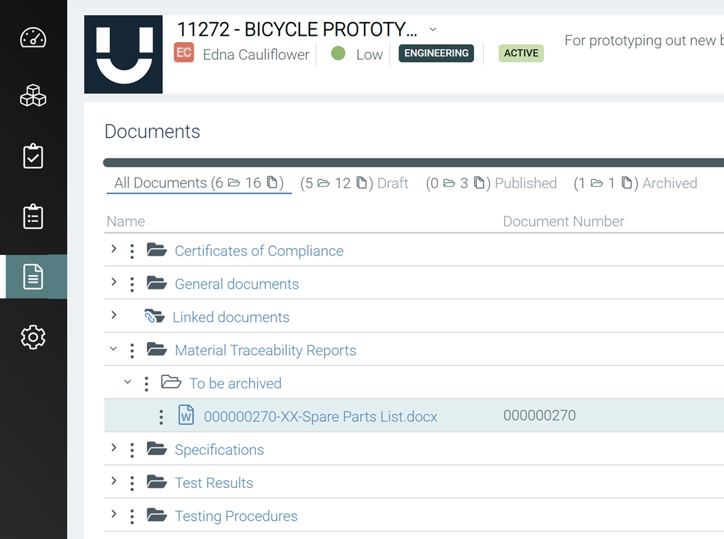 Archiving a document or folder