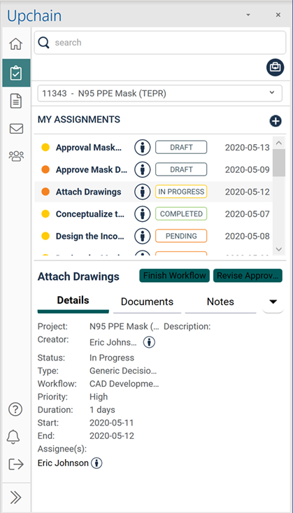 Assignments in Upchain for Outlook