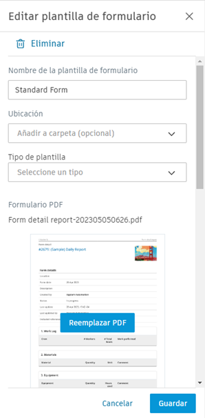 Administrar plantillas de formulario