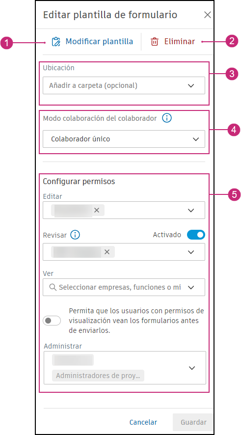 Administrar plantillas de formulario