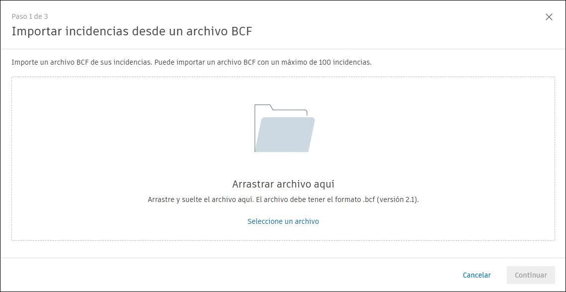 Importar incidencias desde archivo BCF