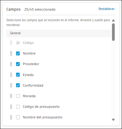 Informes Cost Management de contrato