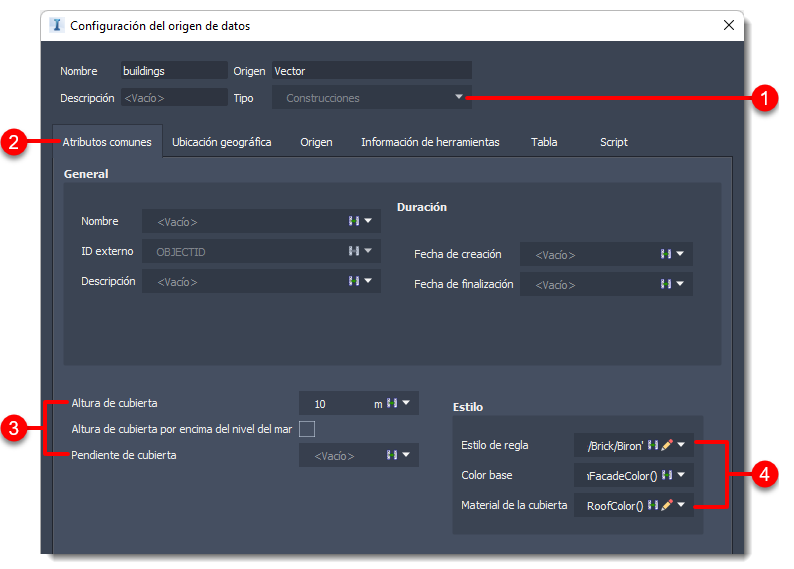 Asociar los atributos de un origen de datos con las propiedades de operación de InfraWorks